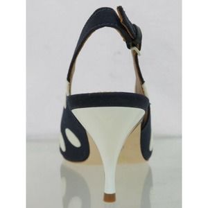 Tory Burch | Shoes | Nib Tory Burch Navy Blue Canvas Ivory Polka Dots ...